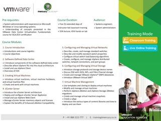 VMware vSphere 6 Course Content - Mercury Solutions | PDF