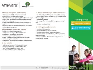 VMware vSphere 6 Course Content - Mercury Solutions | PDF