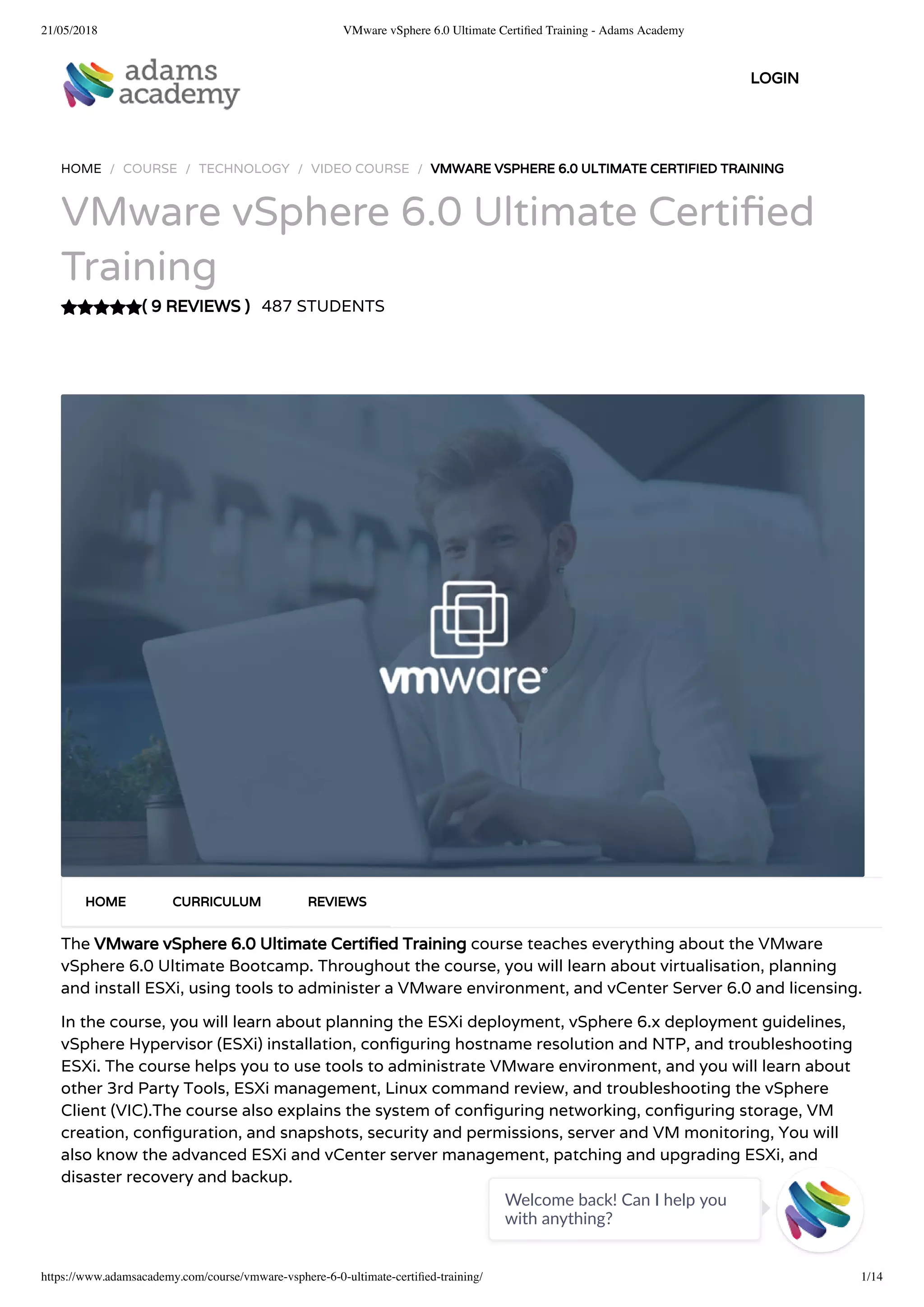 V mware v sphere 6.0 ultimate certified training - Adams Academy | PDF