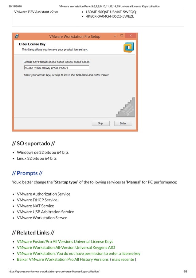 V mware workstation pro 4,5,6,7,8,9,10,11,12,14,15 universal license ...