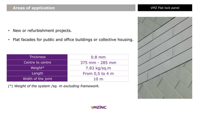 VMZINC Flat lock panel | PPT