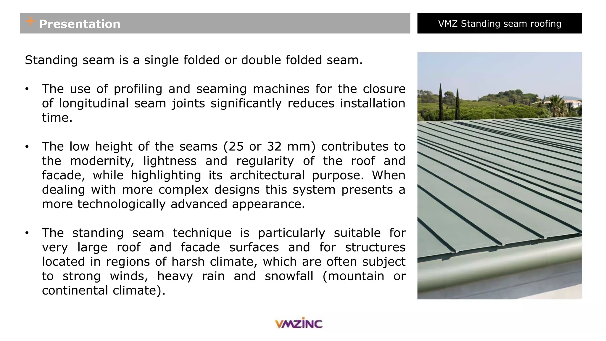 VMZINC Standing seam roofing | PPTX