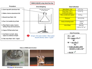 IB Chemistry Ideal Gas Equation, Kinetic Theory and RMM determination ...