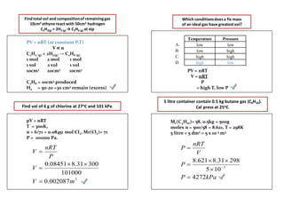 IB Chemistry Ideal Gas Equation, Kinetic Theory and RMM determination ...