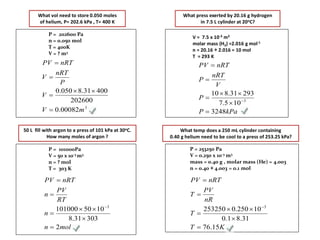IB Chemistry Ideal Gas Equation, Kinetic Theory and RMM determination ...