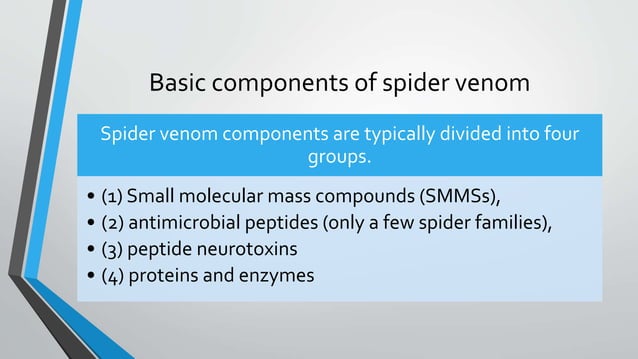Insect Venom specifically of spiders and Scorpions | PPTX | Chemistry ...