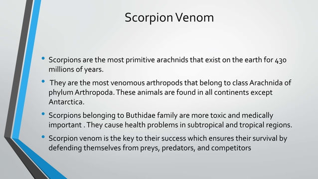 Insect Venom specifically of spiders and Scorpions | PPTX | Chemistry ...