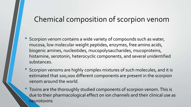 Insect Venom specifically of spiders and Scorpions | PPTX | Chemistry ...