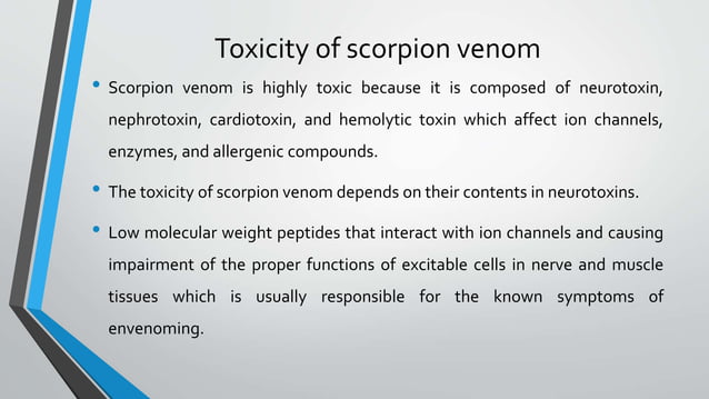 Insect Venom specifically of spiders and Scorpions | PPTX | Chemistry ...