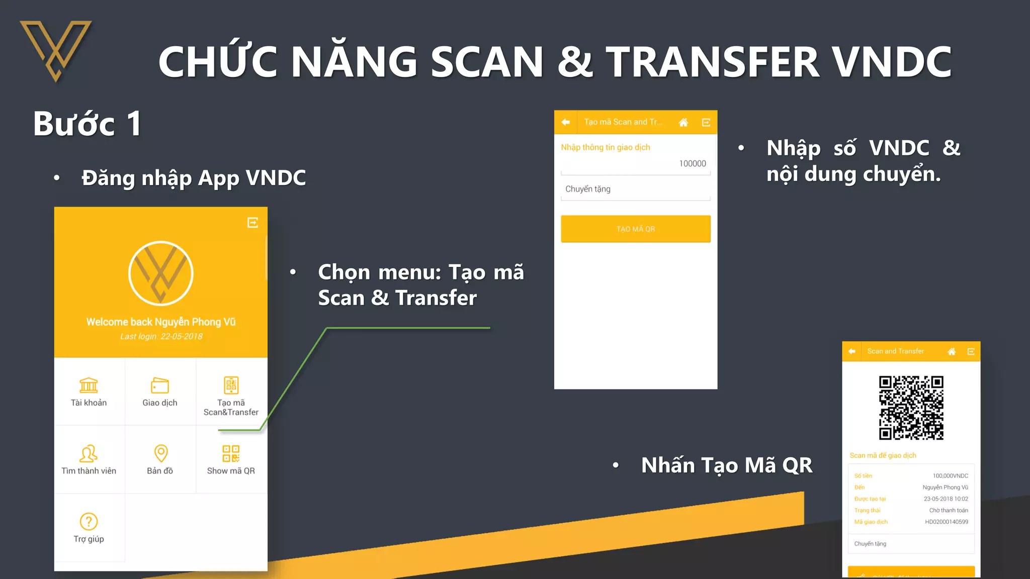 [ VNDC ] - HƯỚNG DẪN SỬ DỤNG CHỨC NĂNG SCAN & TRANSFER TRÊN VNDC APP | PDF