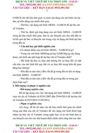 Vận Dụng Mô Hình Arma – Garch Trong Dự Báo Chỉ Số Vnindex.doc