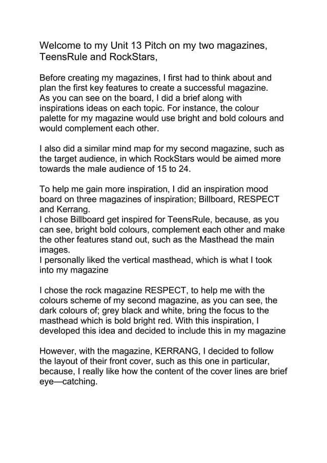 Unit 13: Pitch Script | PDF