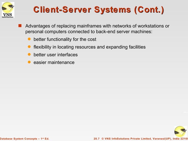 VNSISPL_DBMS_Concepts_ch20 | PPT | Operating Systems | Computer Software and Applications