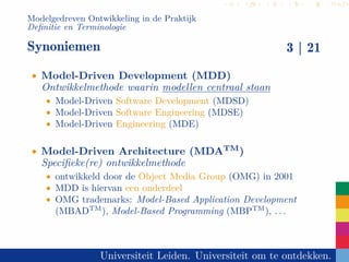 Modelgedreven Ontwikkeling in de Praktijk | PPT