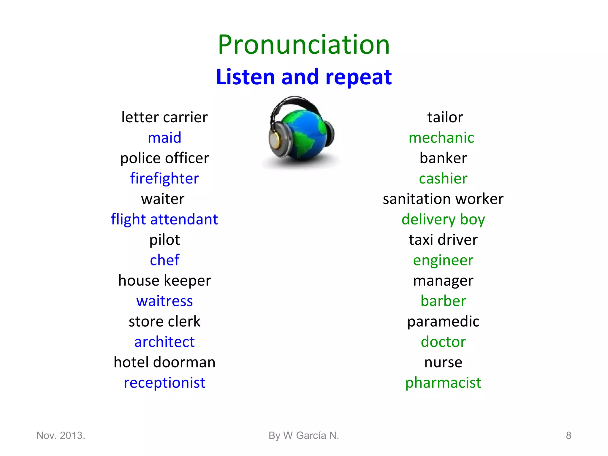 Vocab. occupations. | PPT