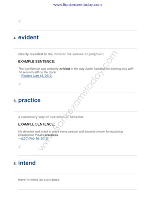 Vocabulary List for Bank Exams | PDF