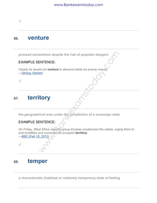 Vocabulary List for Bank Exams | PDF
