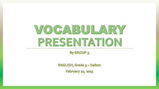 Vocabulary Set | PPT