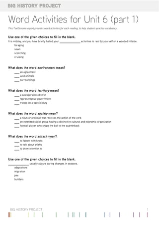 6.0 Vocabulary: Part 1 | PDF