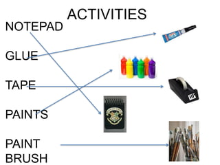 Vocab activities CLASSROOM OBJECTS HARRY POTTER THEME | PPTX