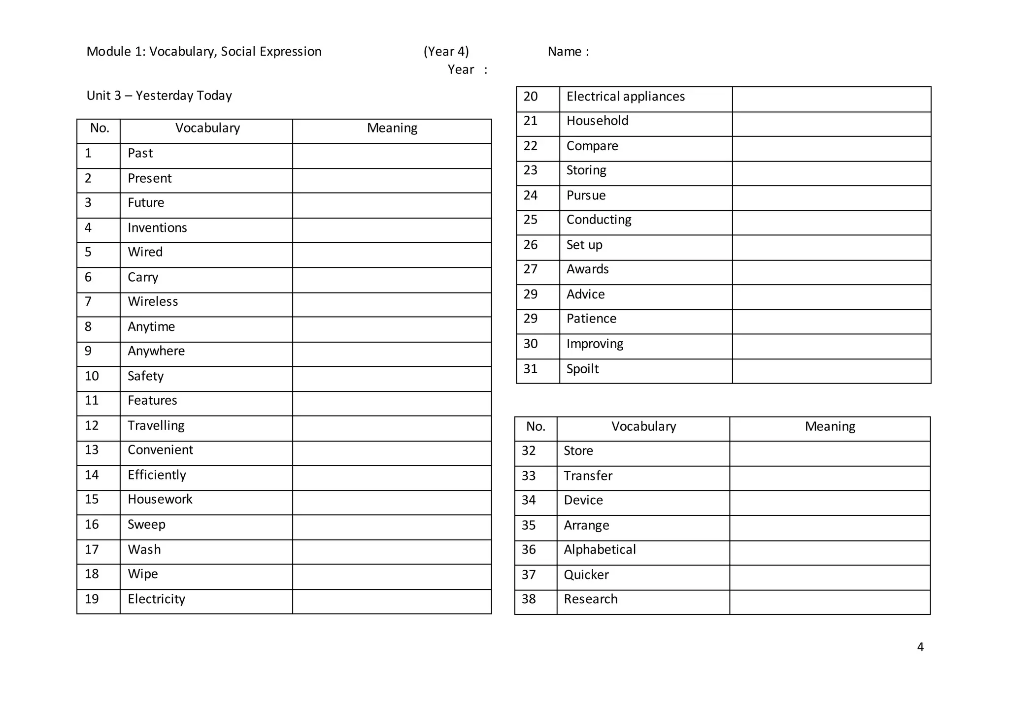 Vocab and meaning year 4 | PPT