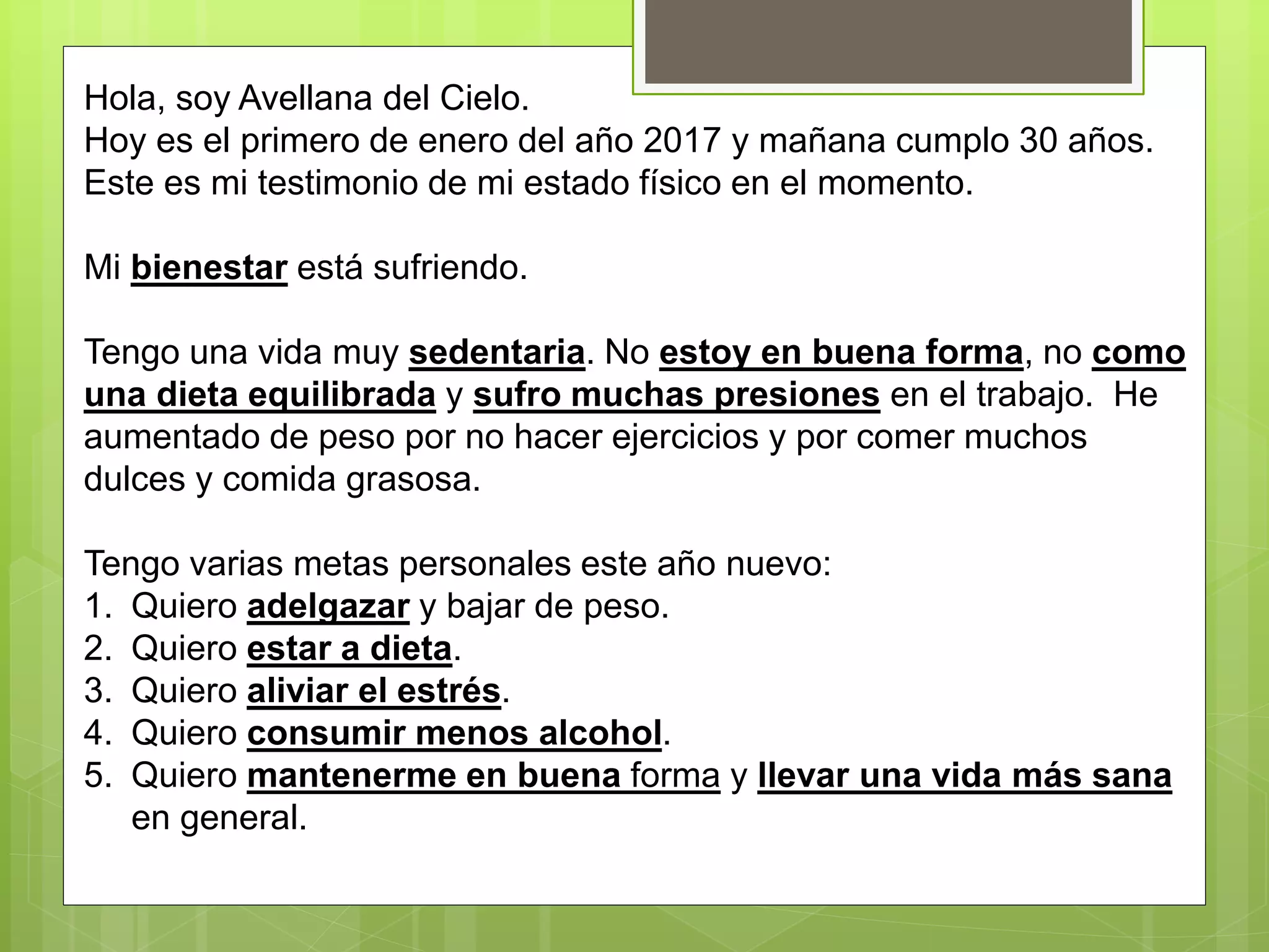 SPA 201 - Vocabulario: el bienestar | PPT