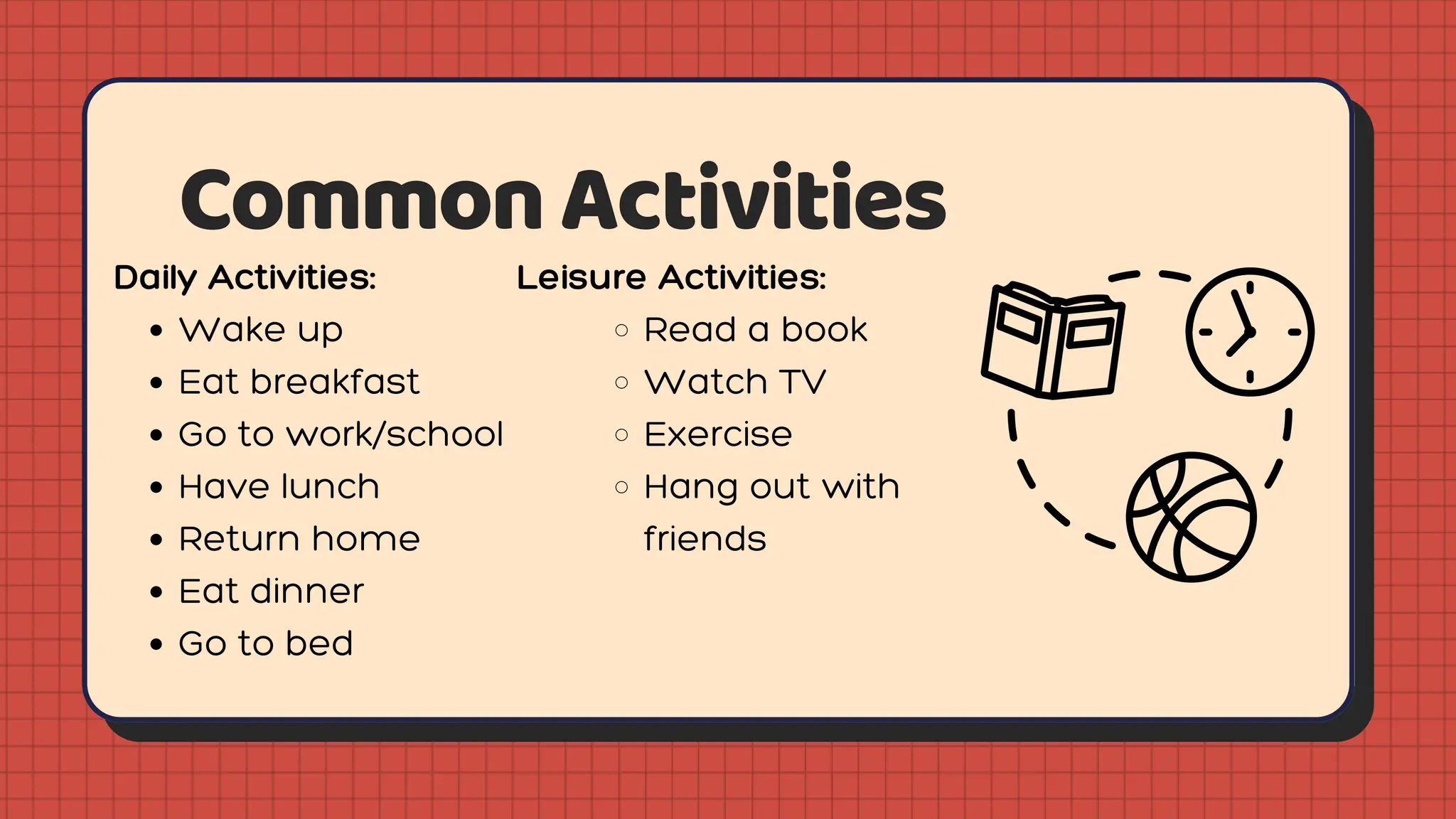 times and activities example ppt to learn activities | PDF