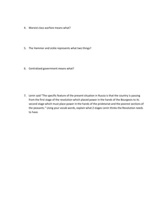 Vocab guided notes for russia day 1 russian revolution unit. world ...