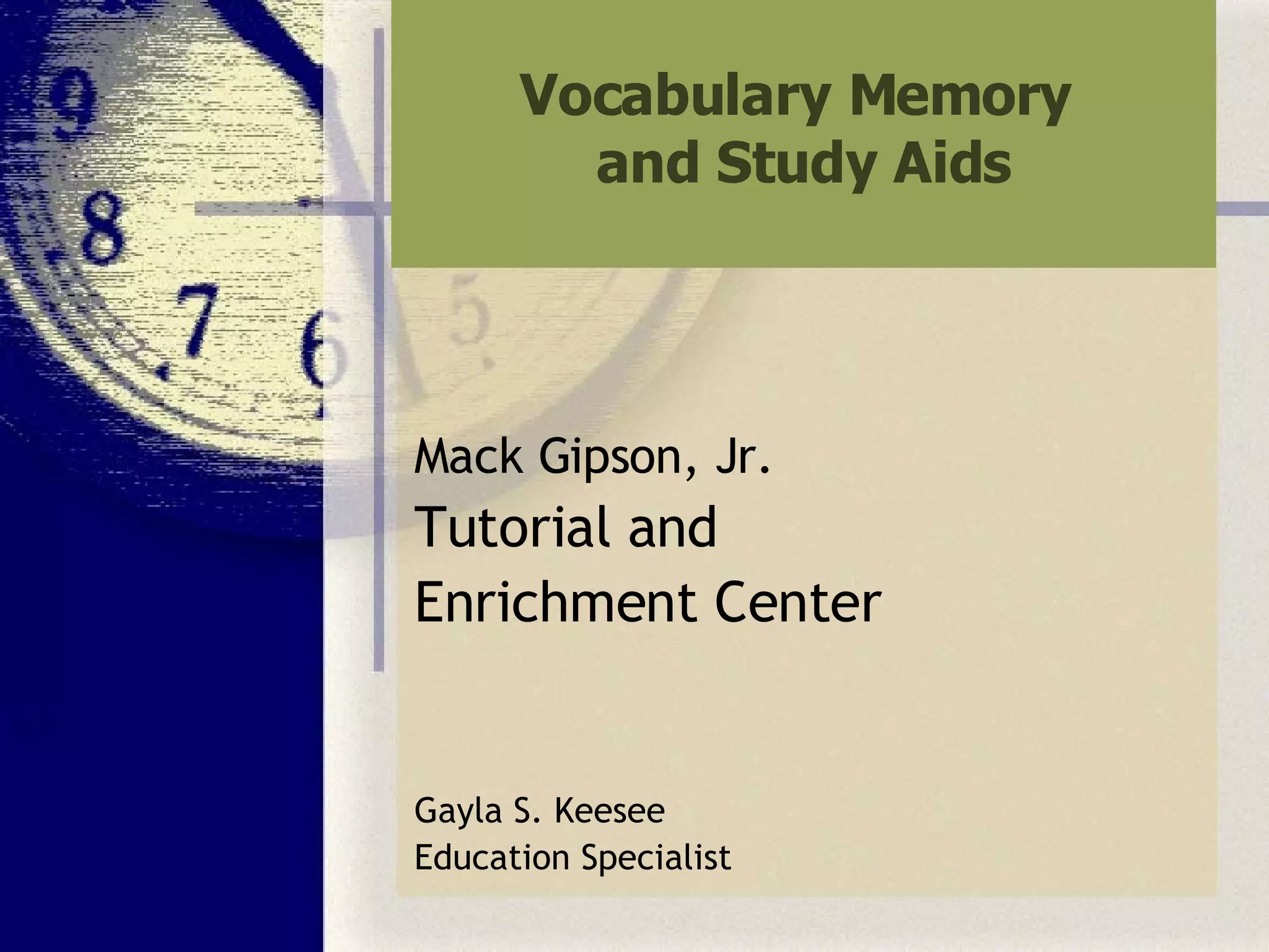 Vocabulary Memory Study Aids | PPT