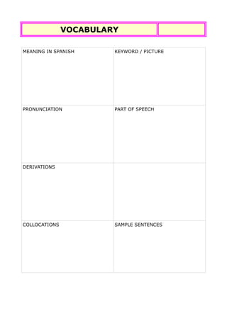 Vocabulary notebook template | PDF