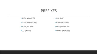 Prefixes and suffixes | PPT