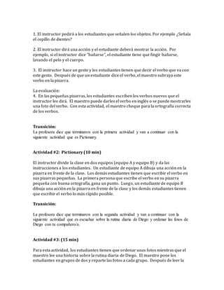 Vocab rutina diaria | DOCX | Homework and Study | Education