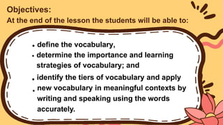 VOCABULARY IMPORTANCE, TYPES OF VOCABULARY.pptx