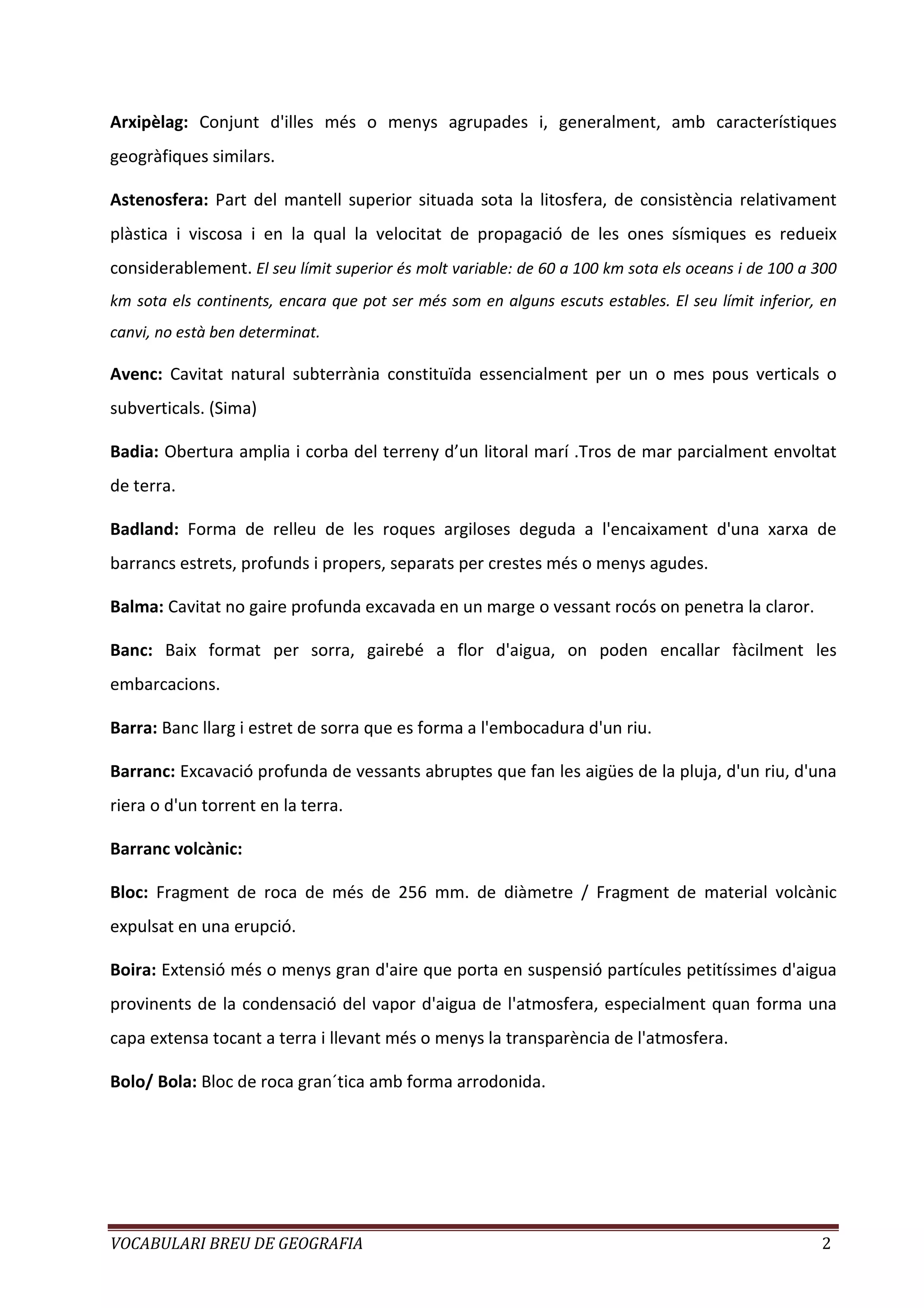 Vocabulari breu de geografia | PDF