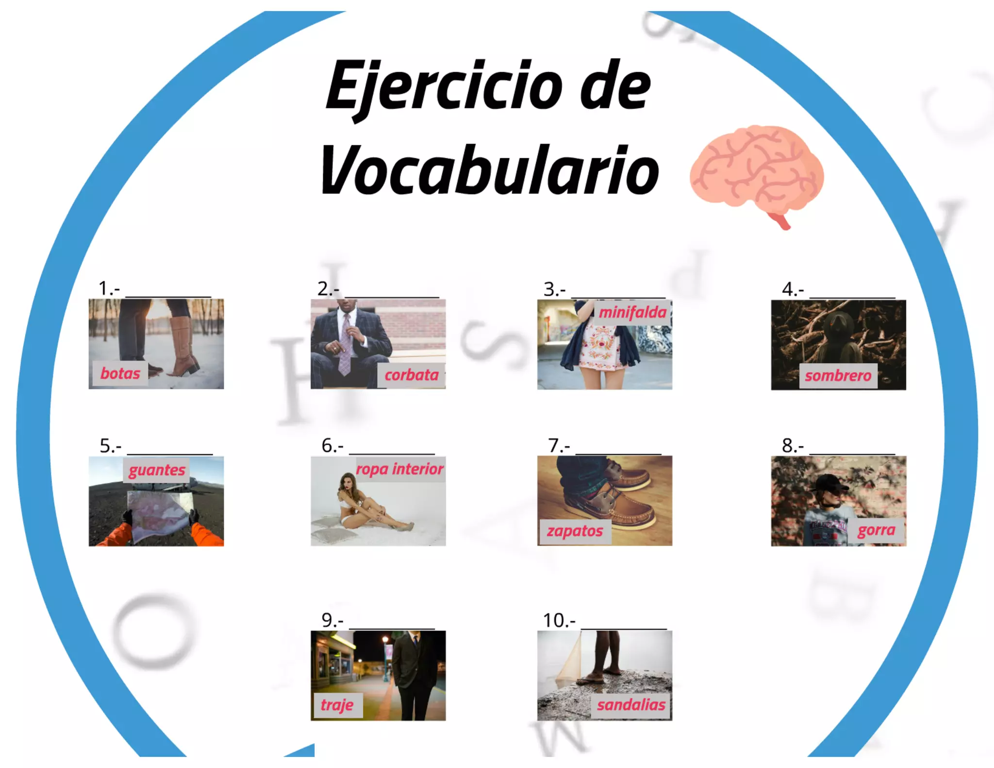 Vocabulario de la ropa en inglés con imagenes PDF y ejercicio - Prendas ...