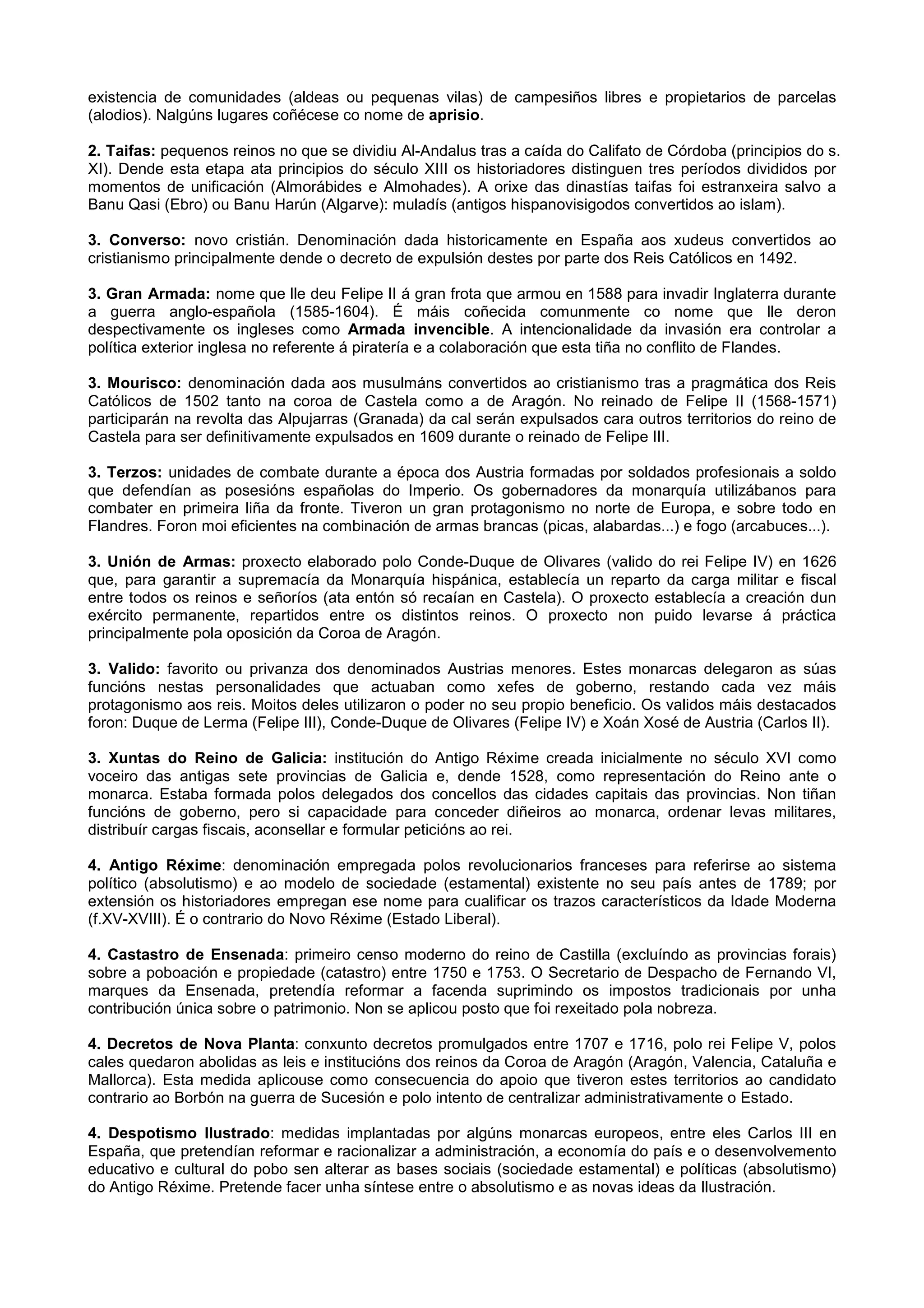 Vocabulario Historia España ABAU | PDF