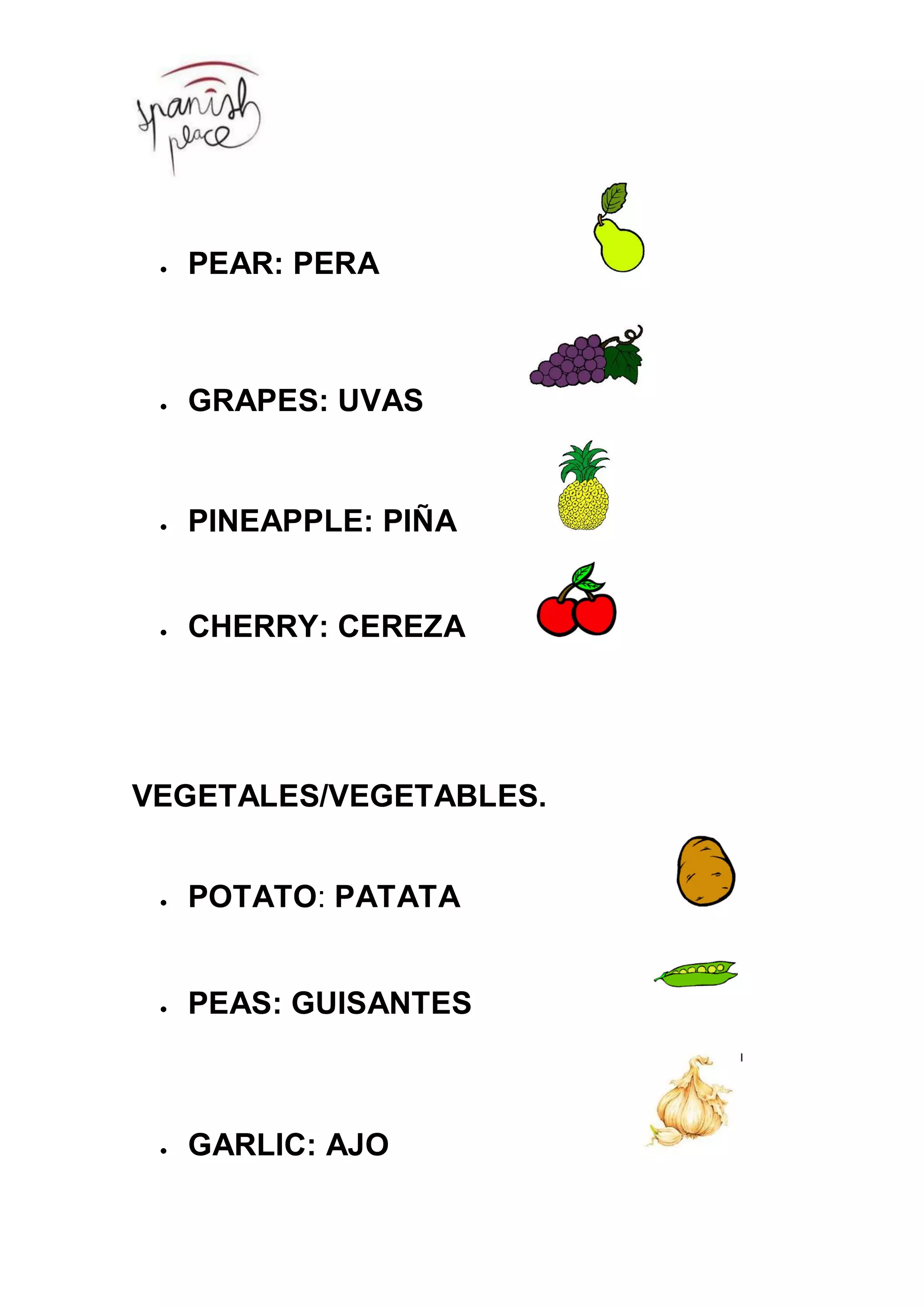 Vocabulario Básico De Comida Pdf