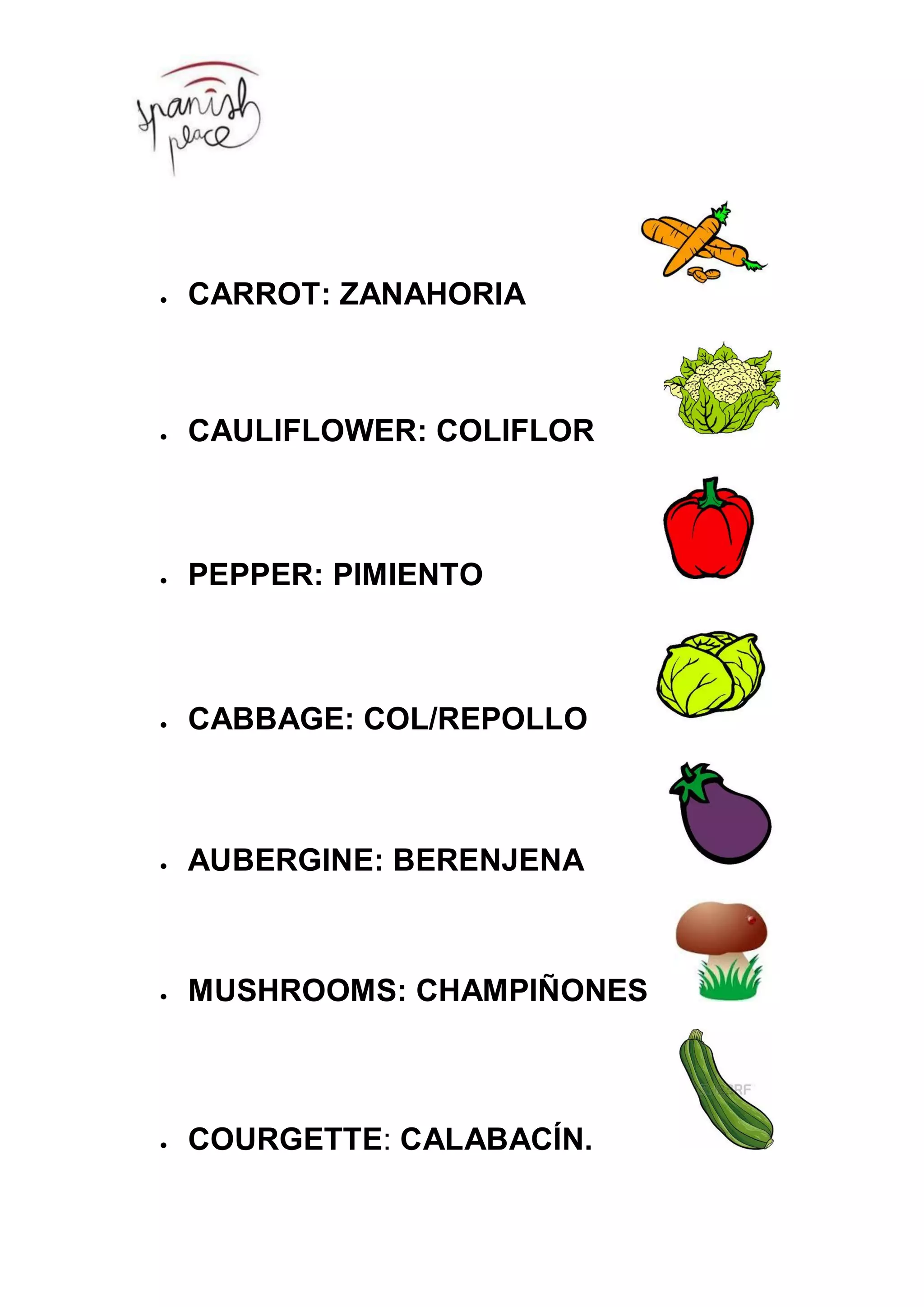Vocabulario básico de comida | PDF