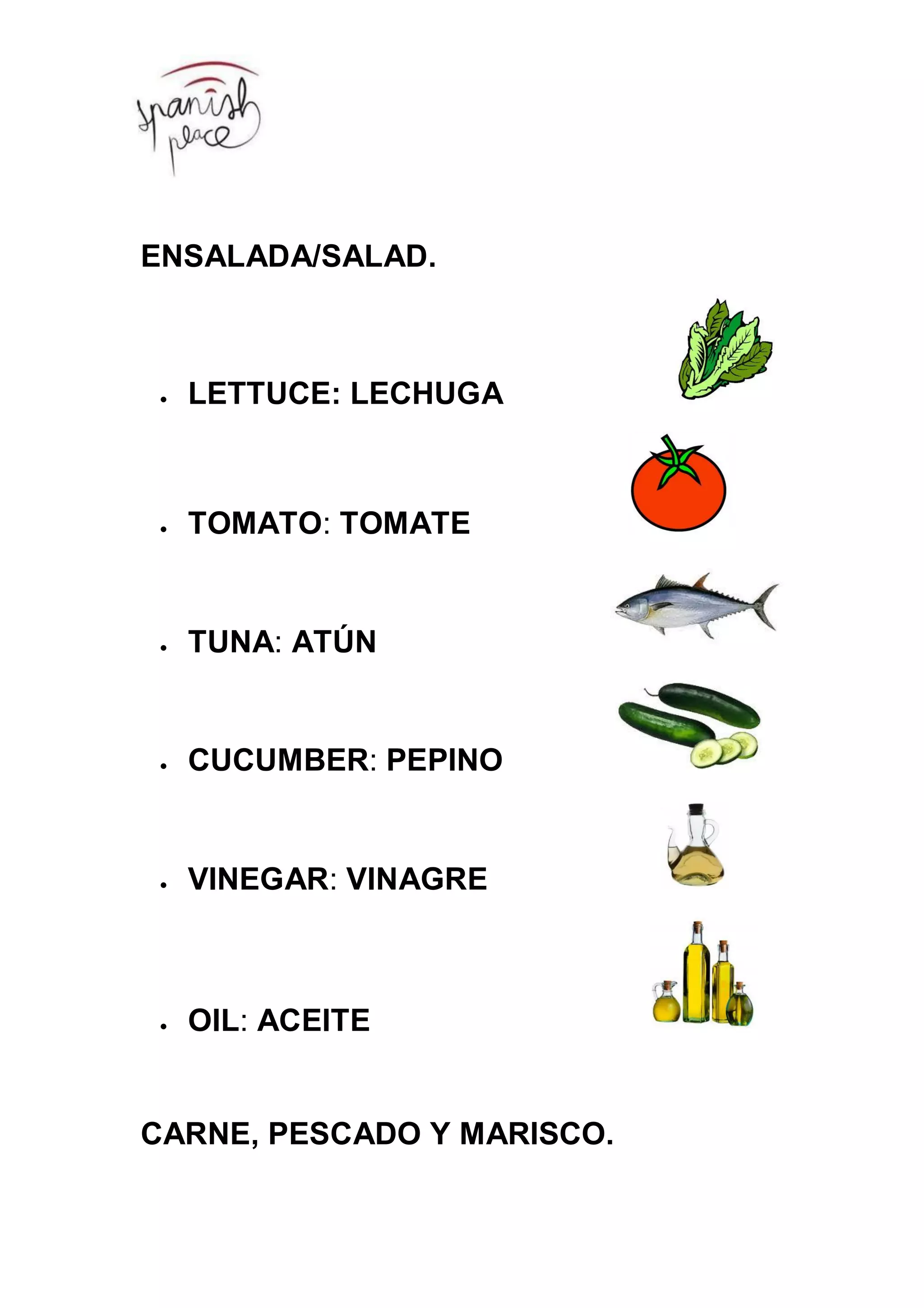 Vocabulario básico de comida | PDF