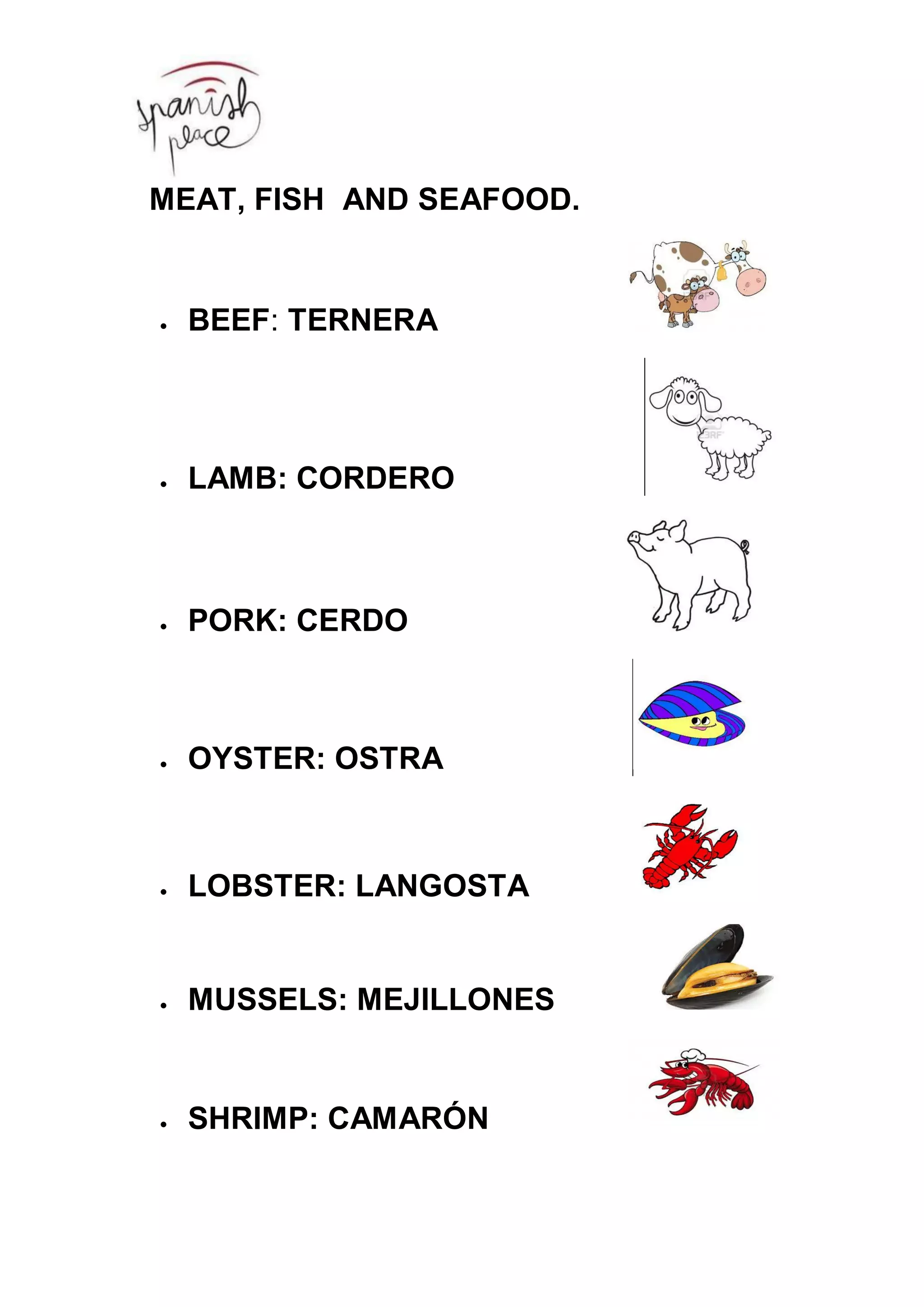 Vocabulario básico de comida | PDF