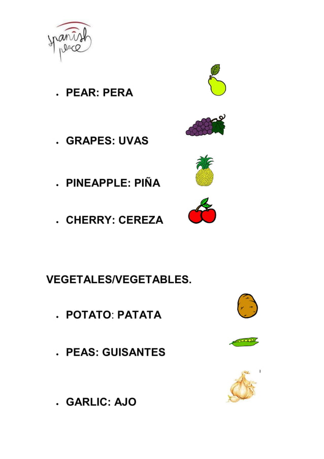Vocabulario básico de comida | PDF