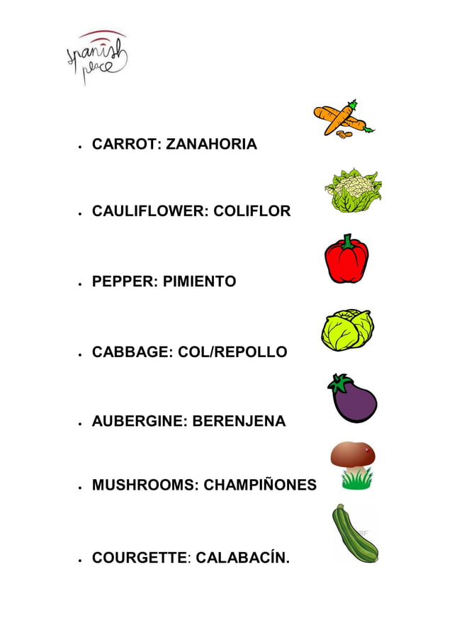 Vocabulario básico de comida | PDF