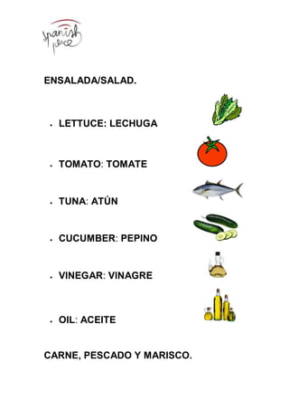 Vocabulario básico de comida | PDF
