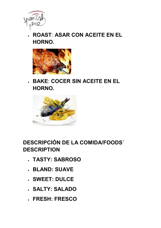 Vocabulario básico de comida | PDF