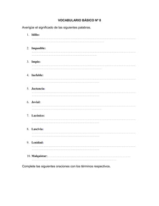 Vocabulario básico nº 8 | DOC