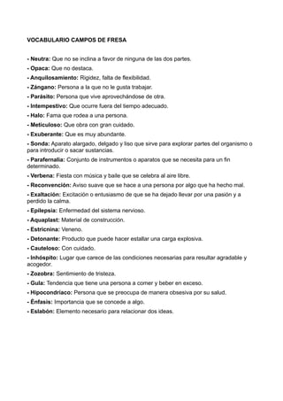 Vocabulario campos de fresa | PDF