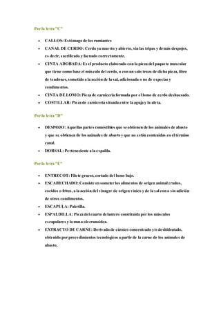 Vocabulario de la carne | DOC