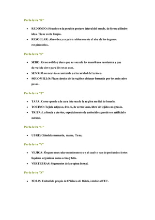 Vocabulario de la carne | DOC