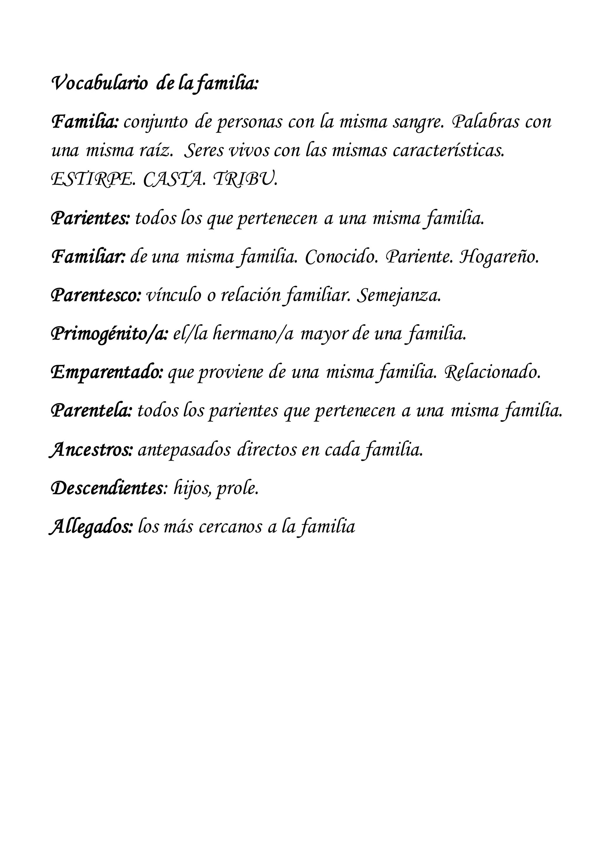 Vocabulario de la familia | DOCX | Genealogy and Ancestry | Hobbies ...