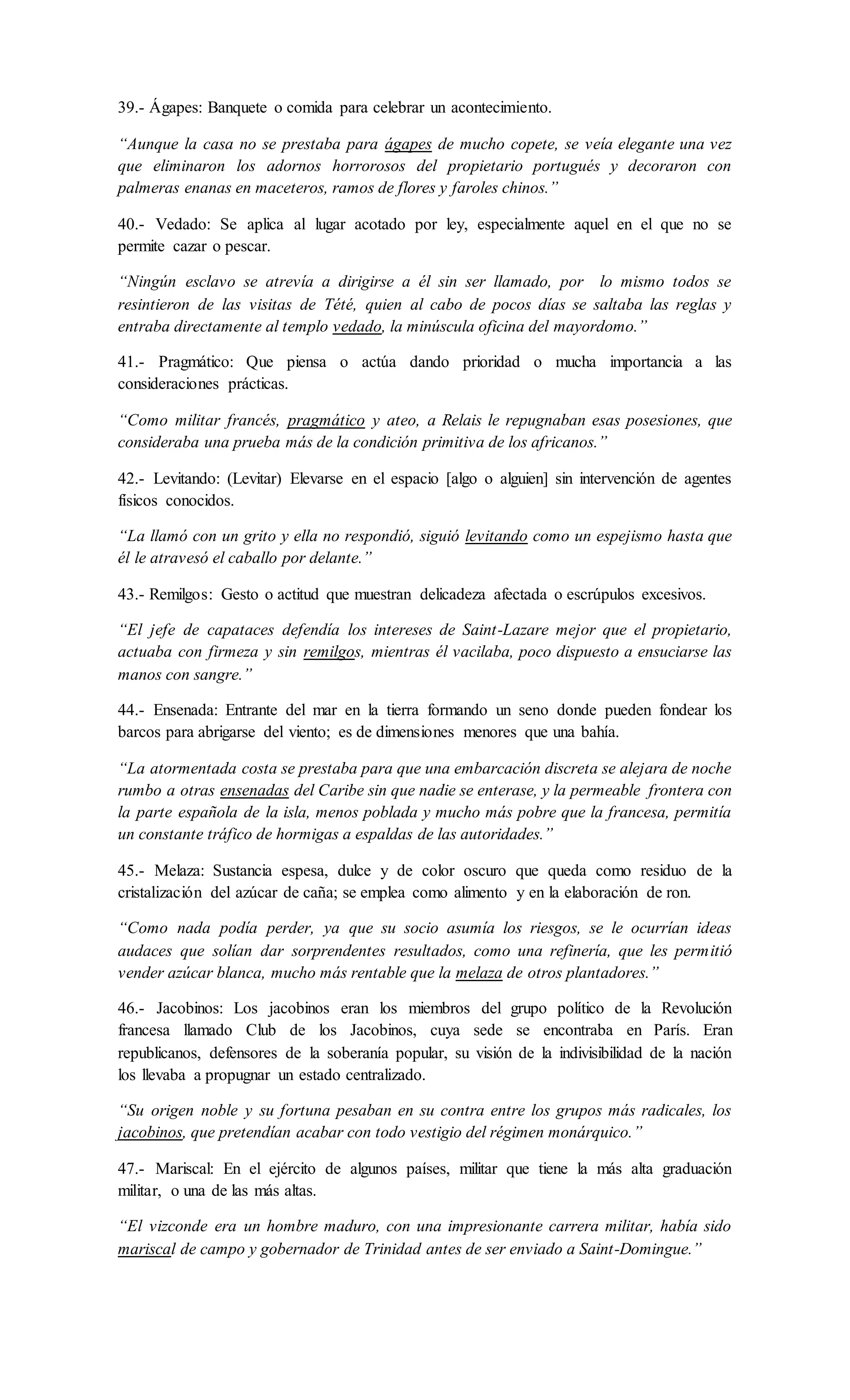 Vocabulario del libro la isla bajo el mar | DOCX